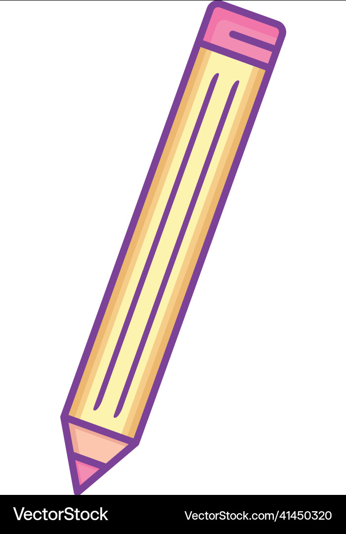 Yellow pencil with rubber band Royalty Free Vector Image