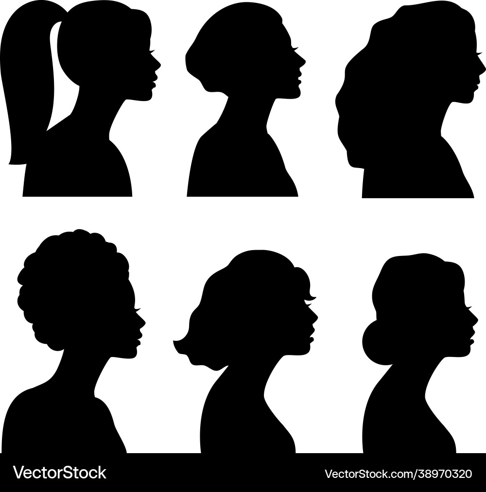 Young girls side silhouettes Royalty Free Vector Image