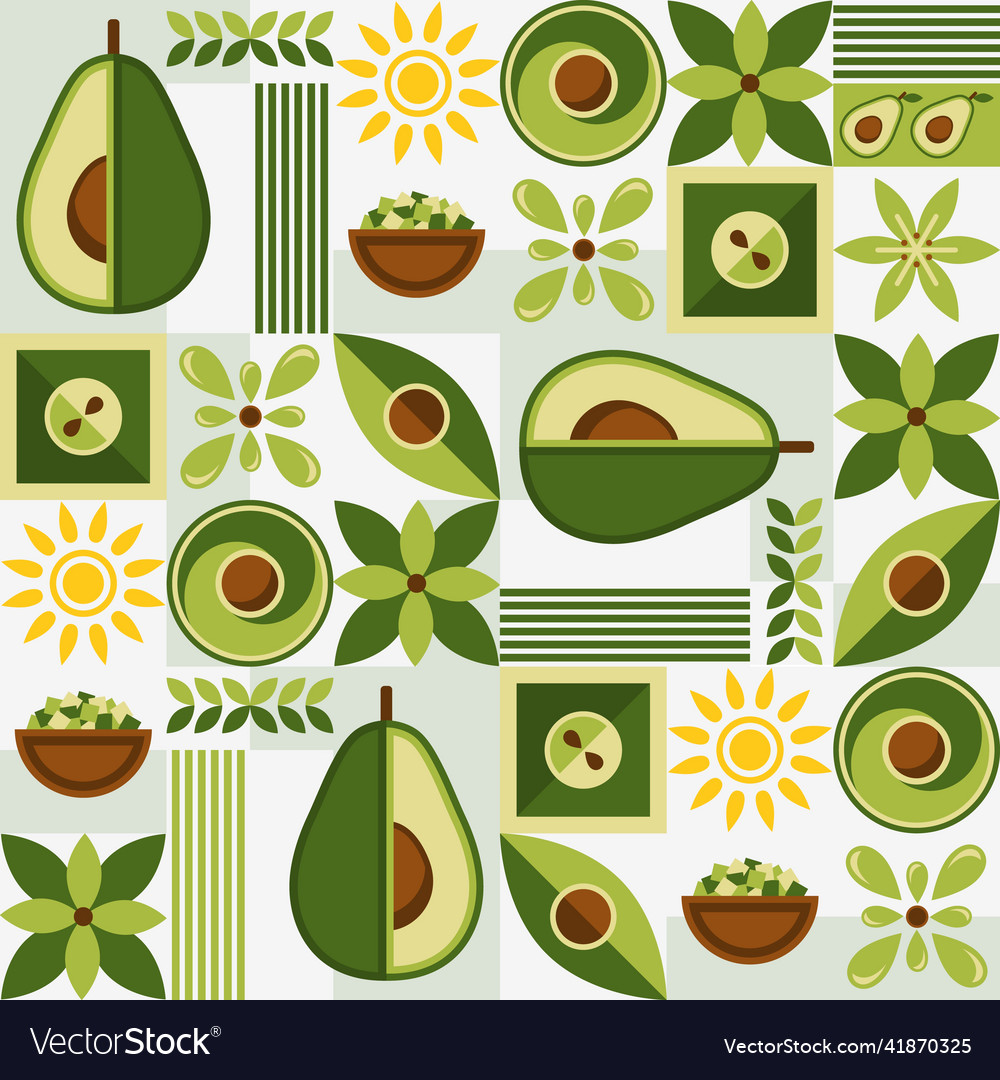 Background with avocado abstract geometric shapes Vector Image