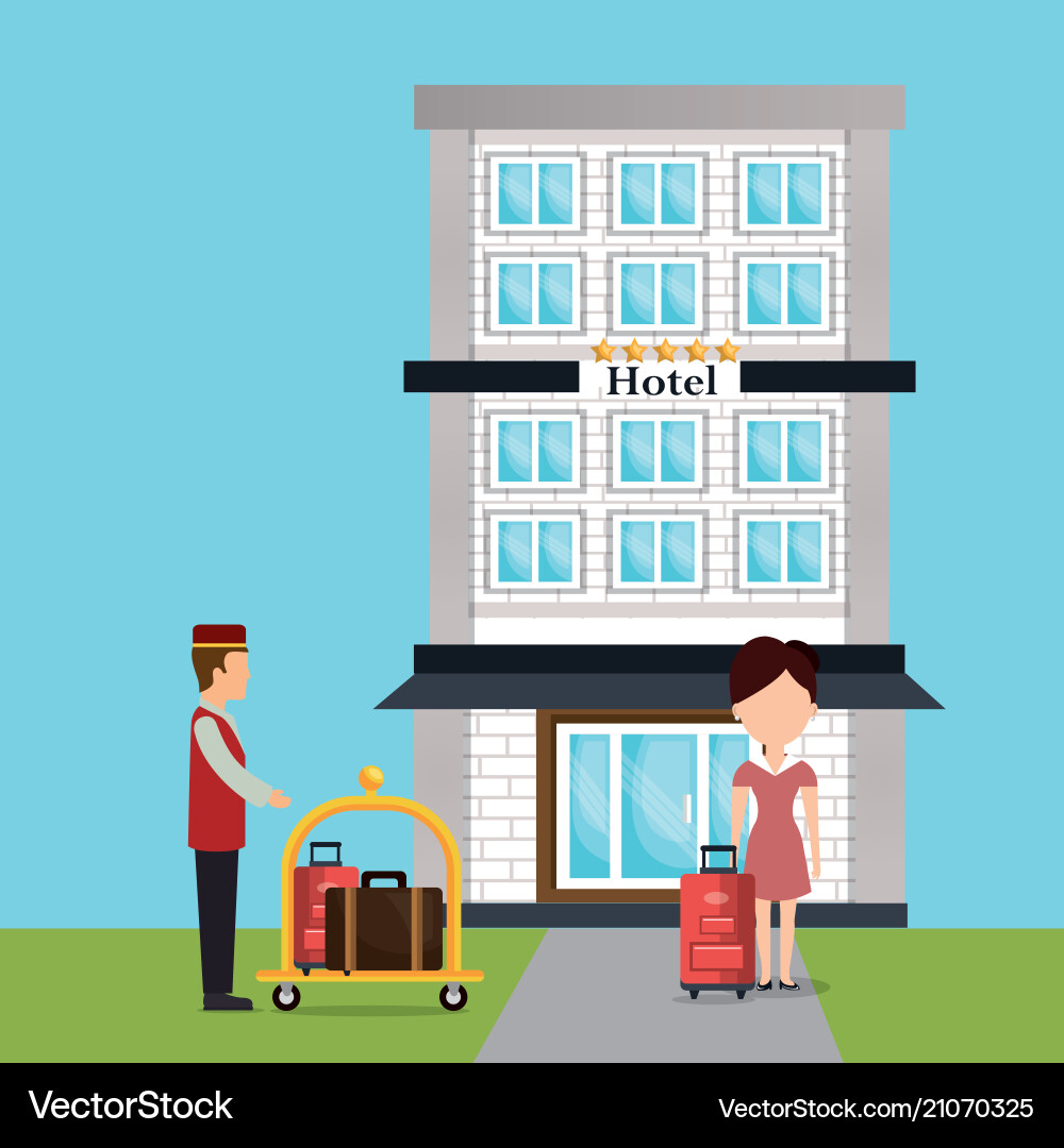 Bellboy working in the hotel character Royalty Free Vector
