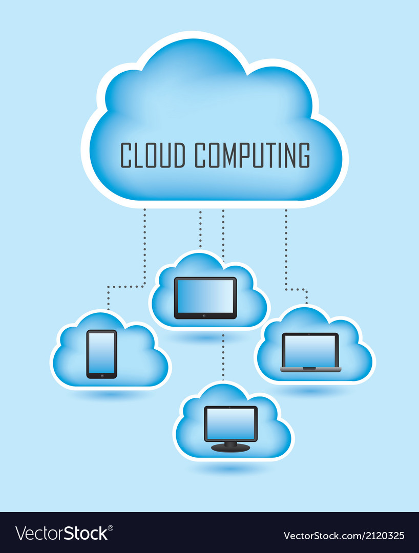 Cloud computing with icons set Royalty Free Vector Image