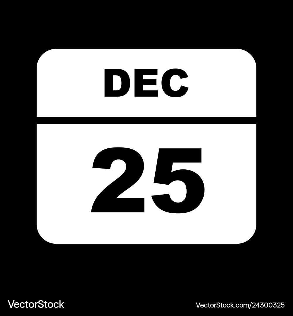 December 25th date on a single day calendar Vector Image