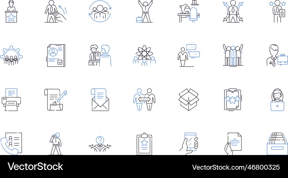 Desk necessities line icons collection stapler Vector Image