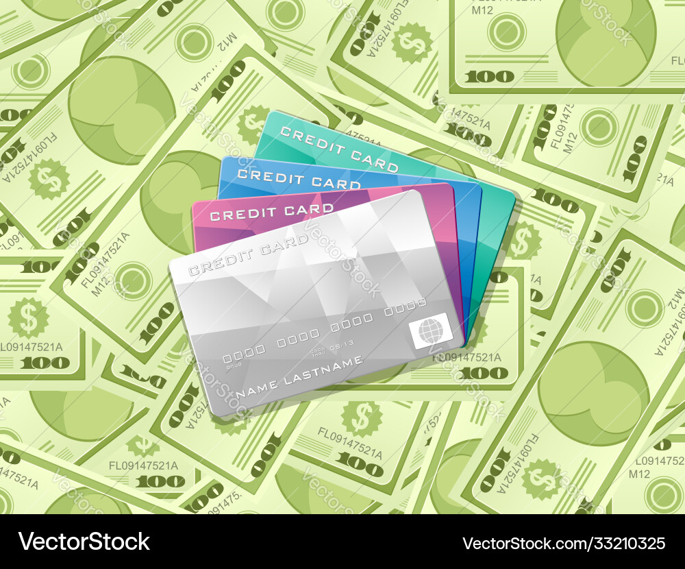 Dollar banknotes and credit cards Royalty Free Vector Image