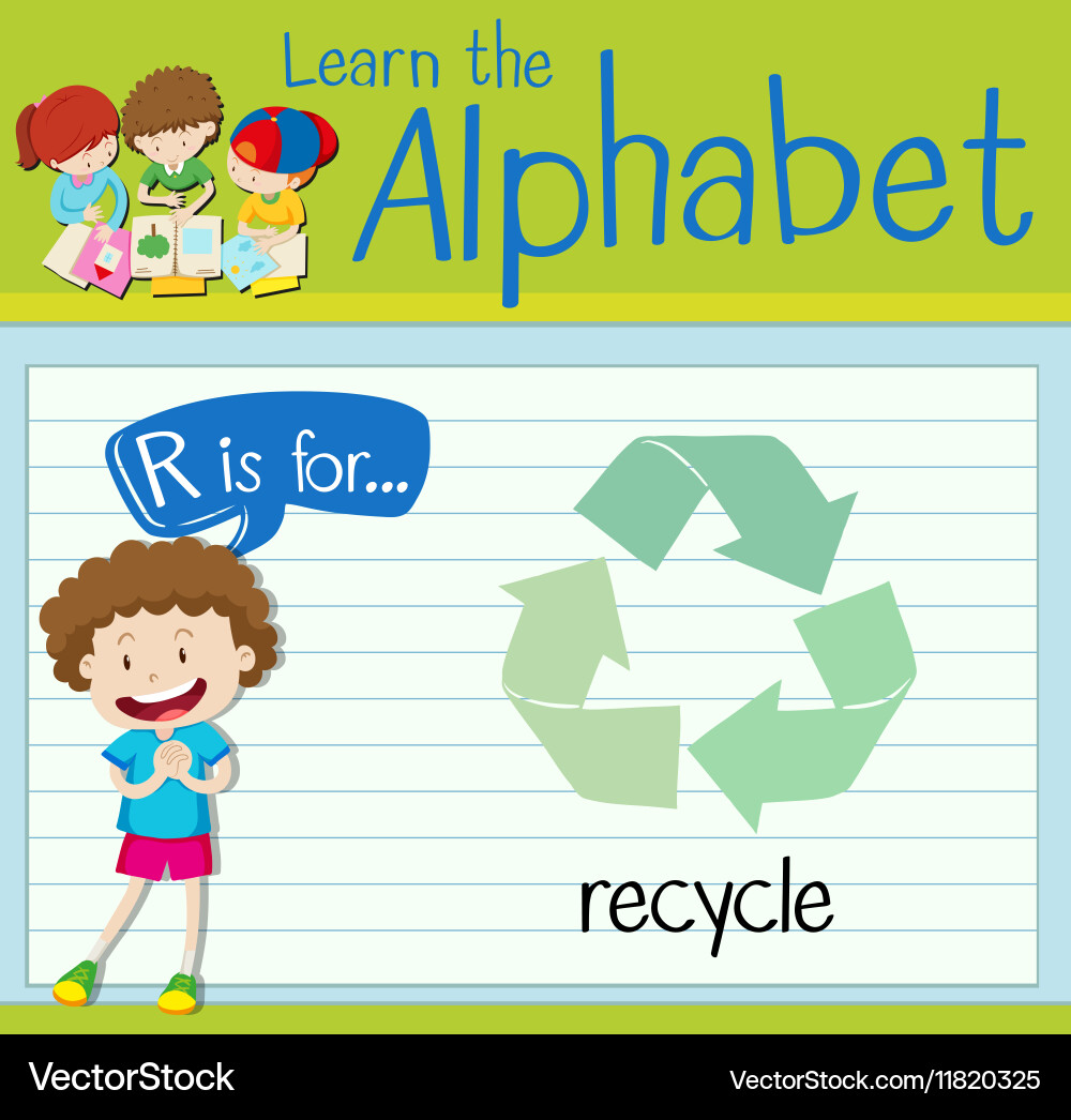 Flashcard alphabet r is for recycle Royalty Free Vector