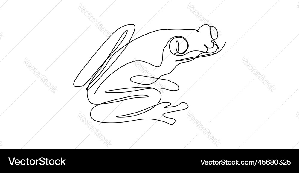 Frog one line art drawing minimalist design Vector Image