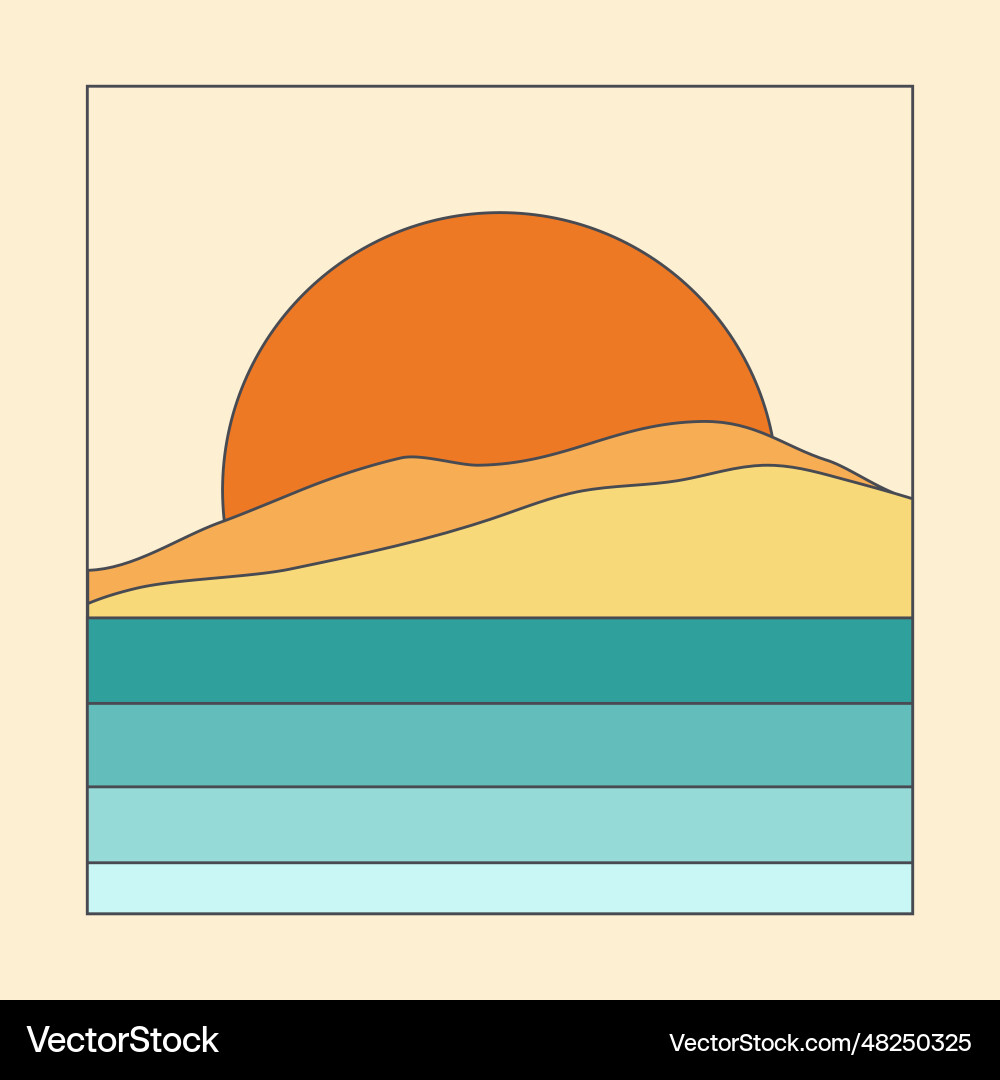 Ocean view minimalist background colorful Vector Image