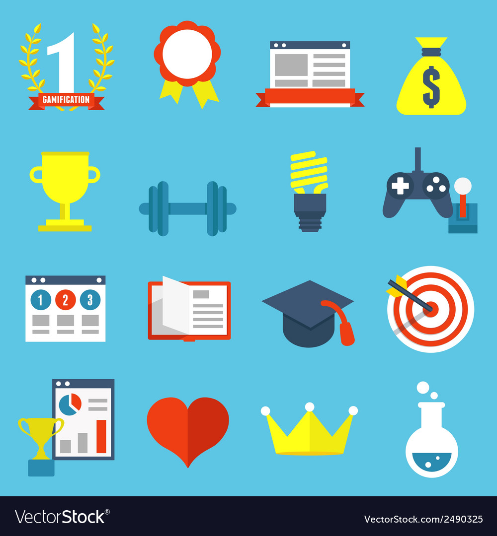 Set of gamification icons for design Royalty Free Vector