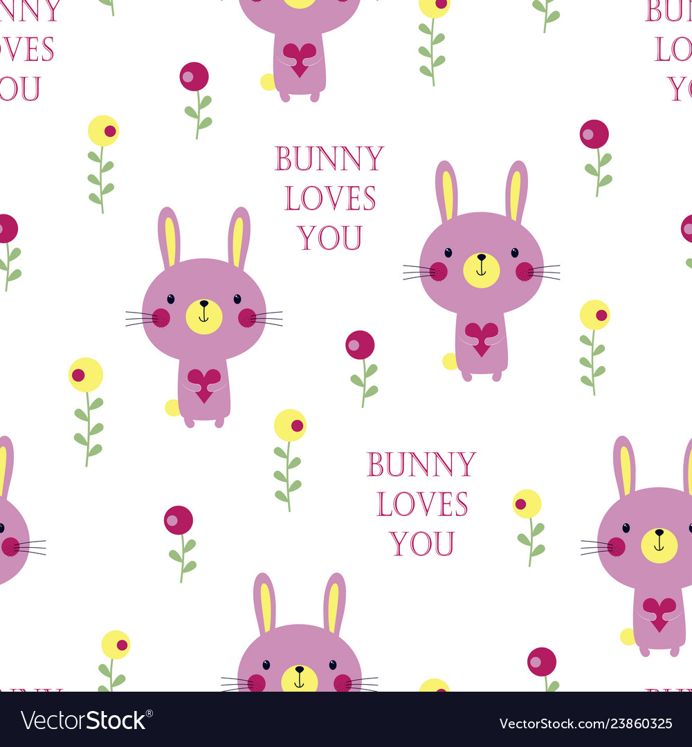 Valentines pattern with bunny Royalty Free Vector Image