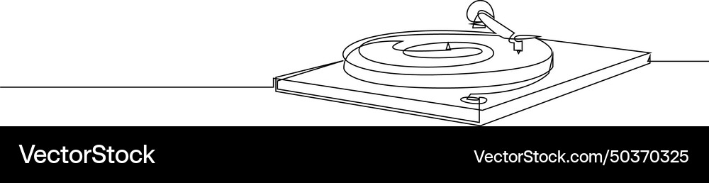 Vinyl record player turntable one line art Vector Image