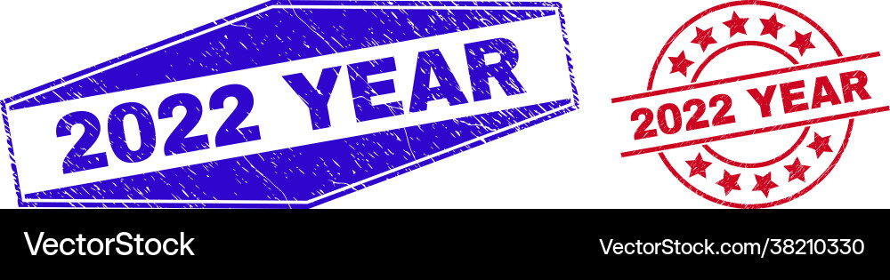 2022 year corroded stamp seals in circle Vector Image
