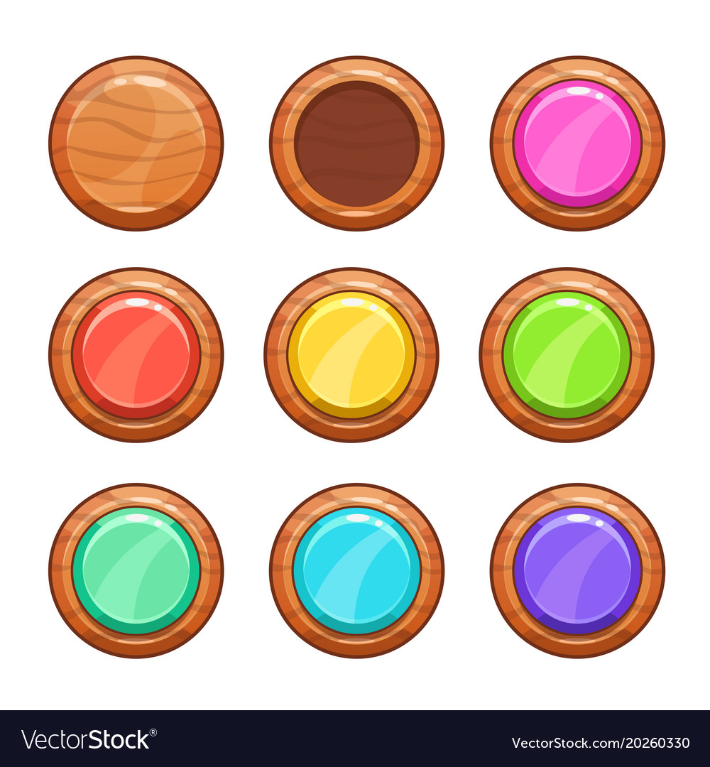 Cartoon wooden buttons set Royalty Free Vector Image Cartoon wooden buttons set Royalty Free Vector Image