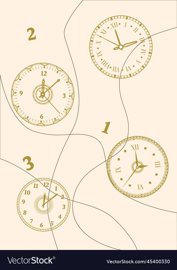 Clock face watch dials line and numbers Royalty Free Vector