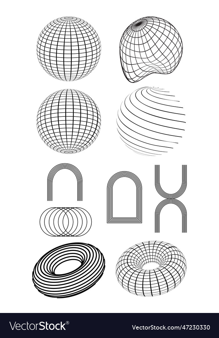 Geometric wireframe shapes on a transparent Vector Image