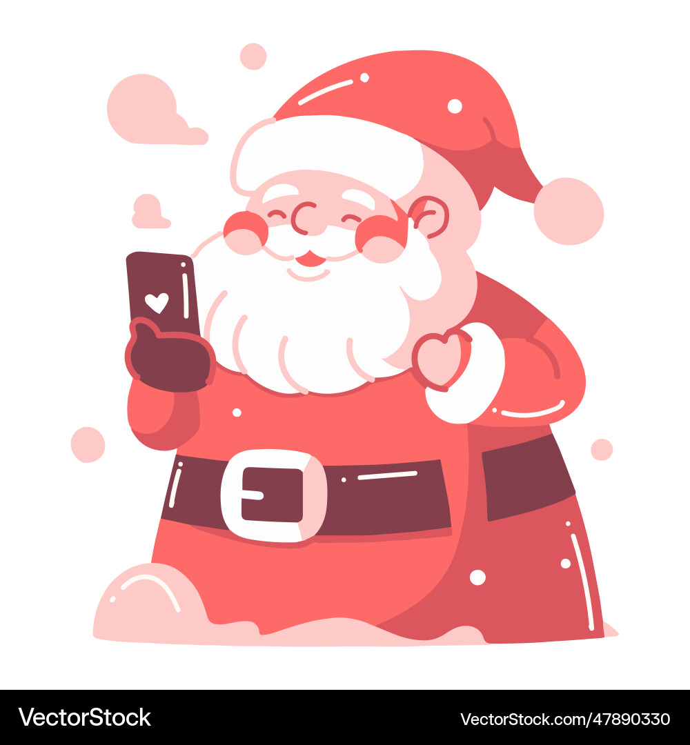 Hand drawn happy santa character in flat style Vector Image