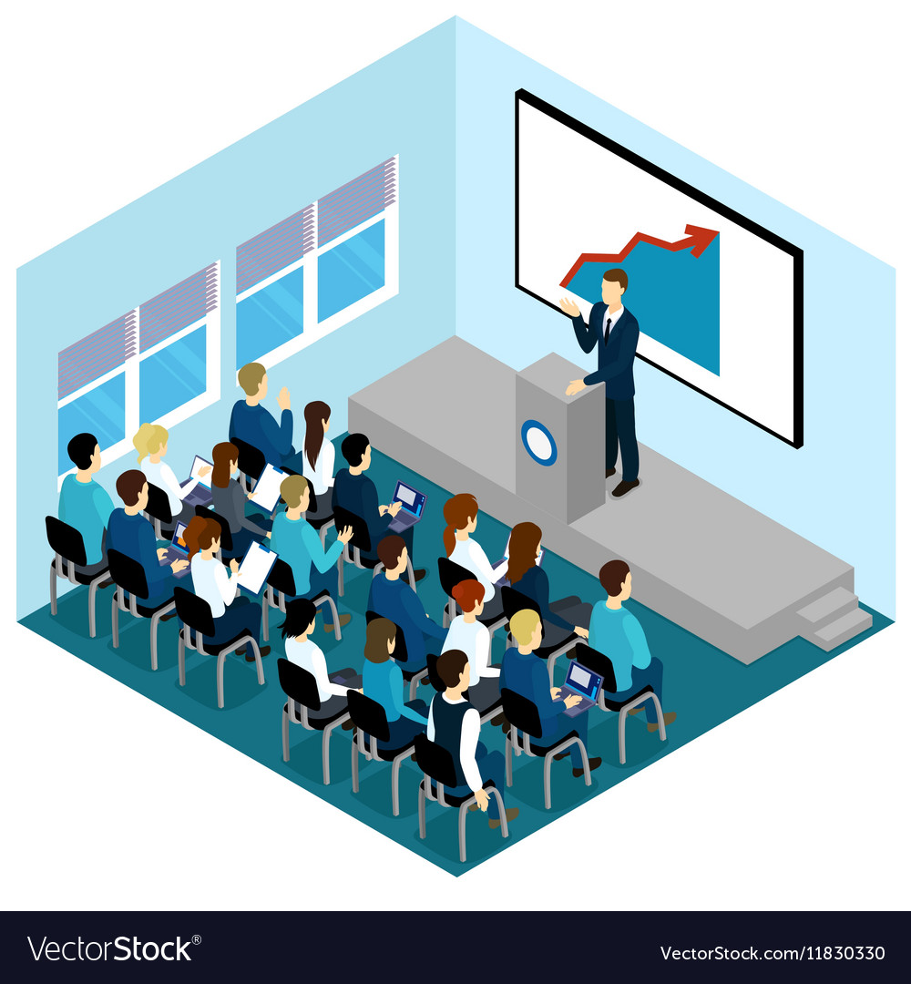 Isometric training lectures composition Royalty Free Vector