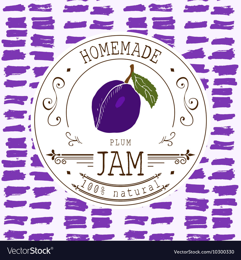 Jam Label Design Template For Plum Dessert Product