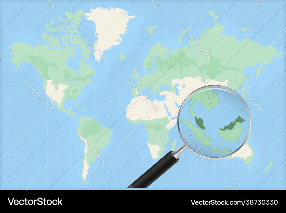 Map world with a magnifying glass on a Royalty Free Vector