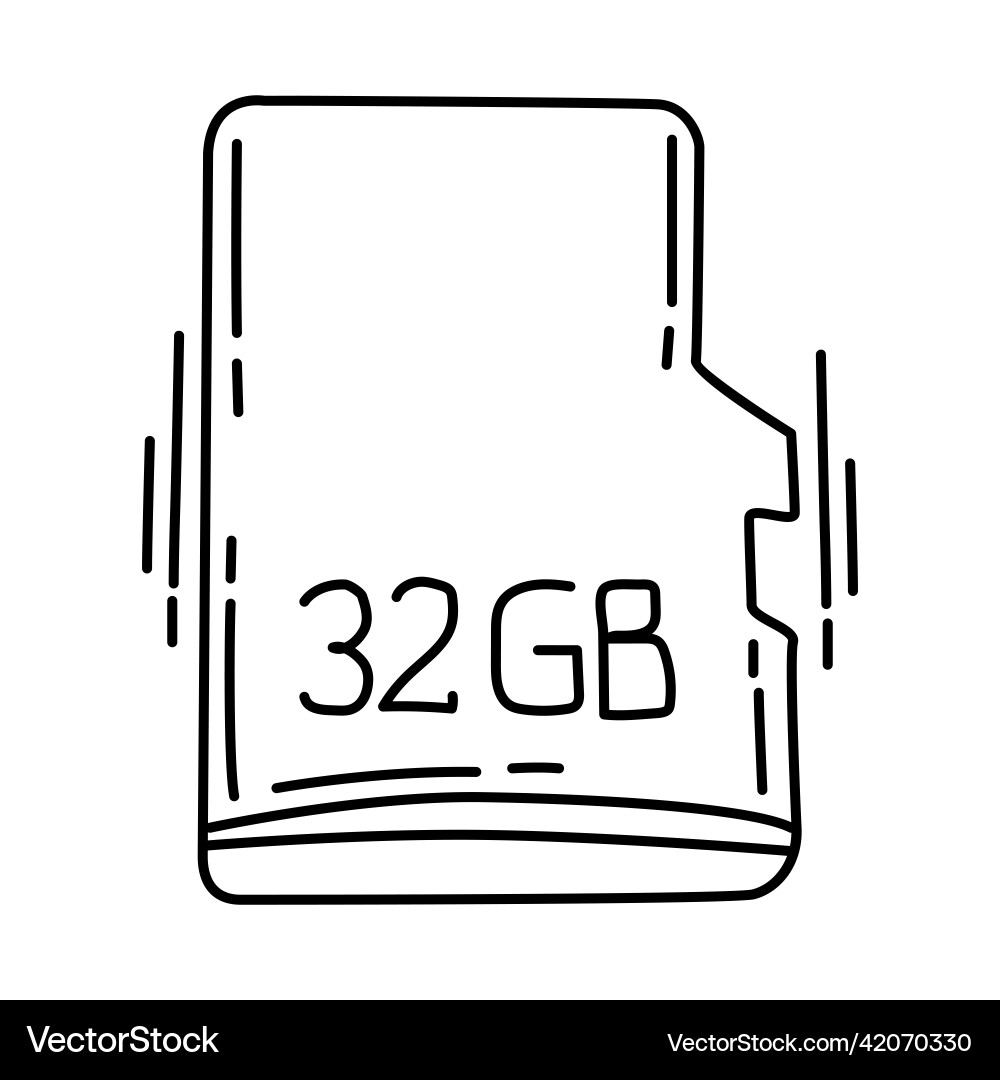 Micro sd card icon doodle hand drawn or outline Vector Image