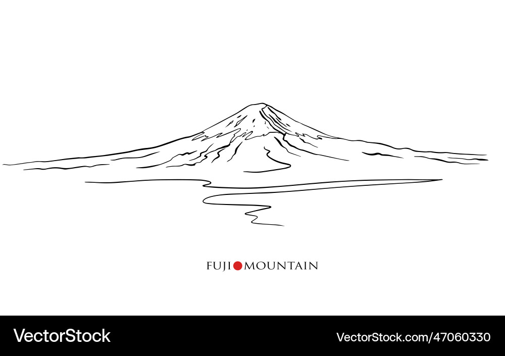 Mount fuji and the red sun silhouette Royalty Free Vector