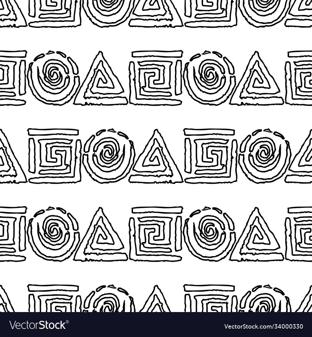 Seamless pattern outlines abstract geometric Vector Image