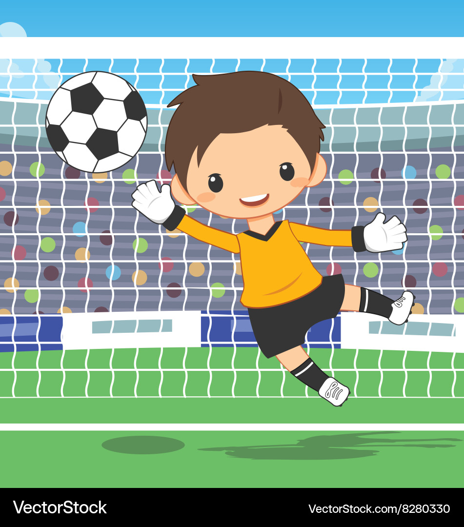 Soccer goalkeeper at gate Royalty Free Vector Image