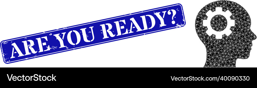 Textured are you ready ask watermark with brain Vector Image