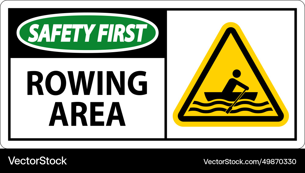 Water safety first sign - rowing area Royalty Free Vector