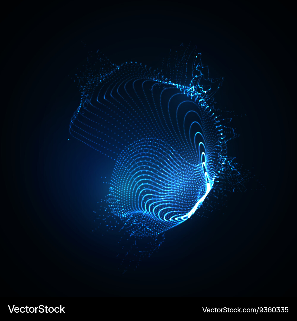 3D illuminated abstract shape of glowing particles