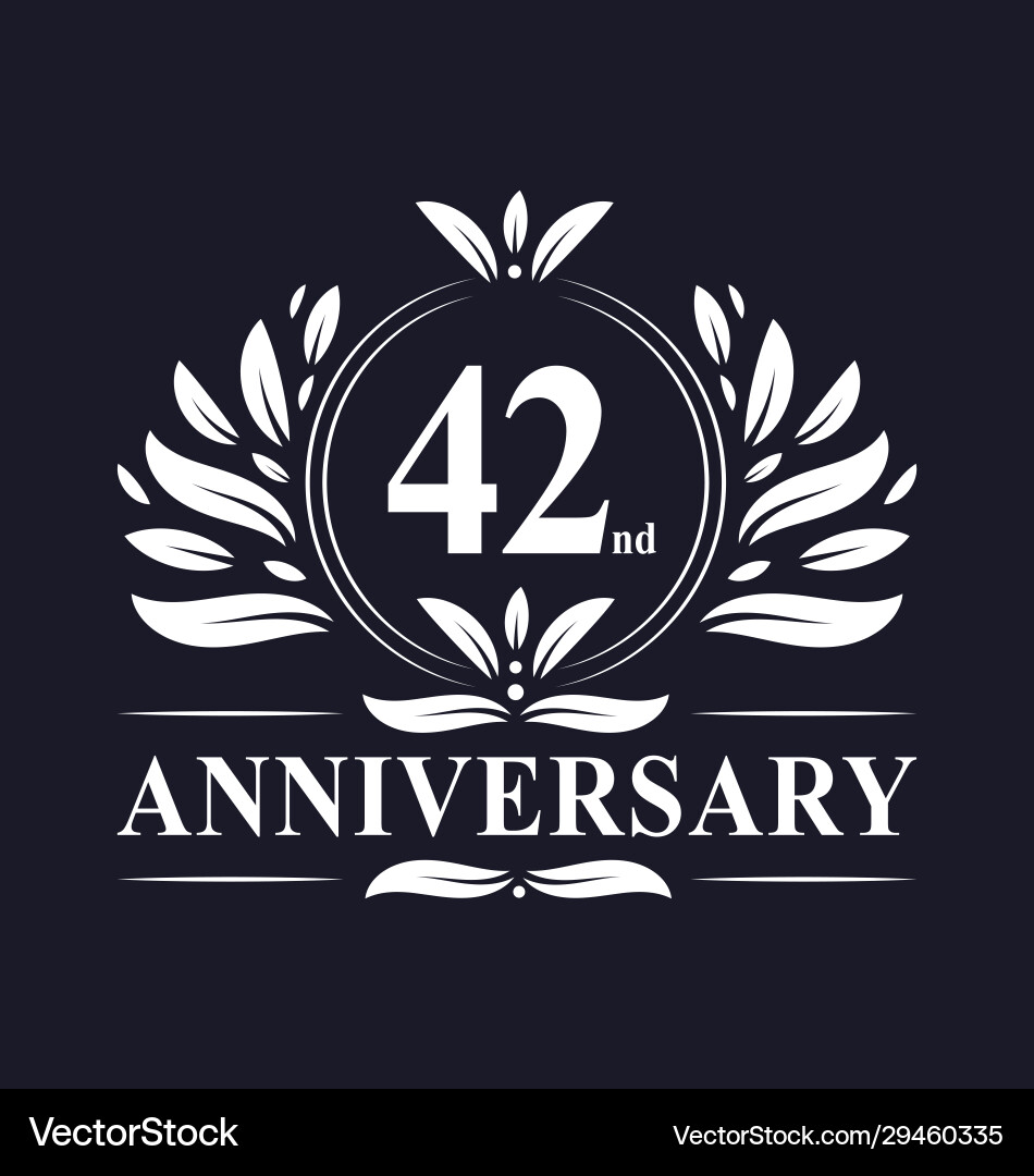 42 years anniversary logo 42nd Royalty Free Vector Image