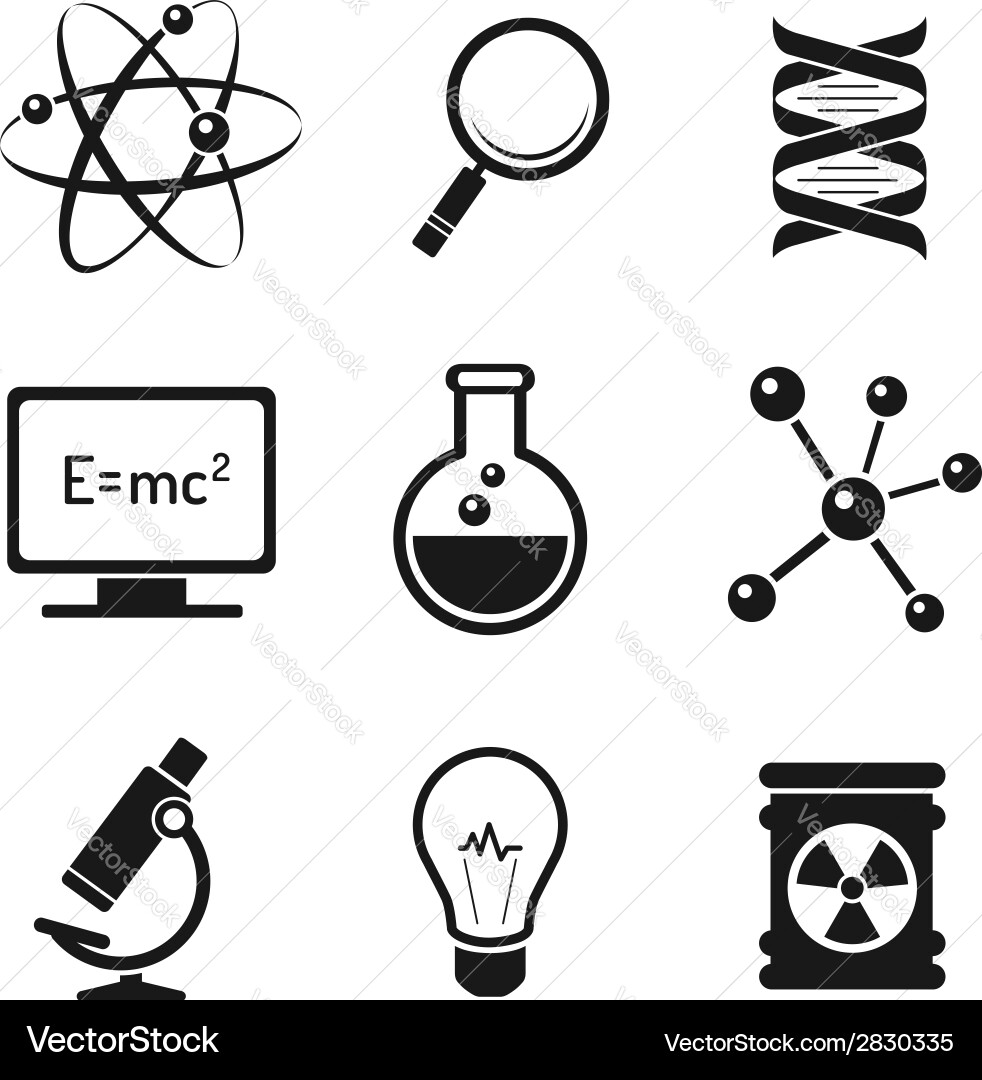 Chemistry and science icons set Royalty Free Vector Image