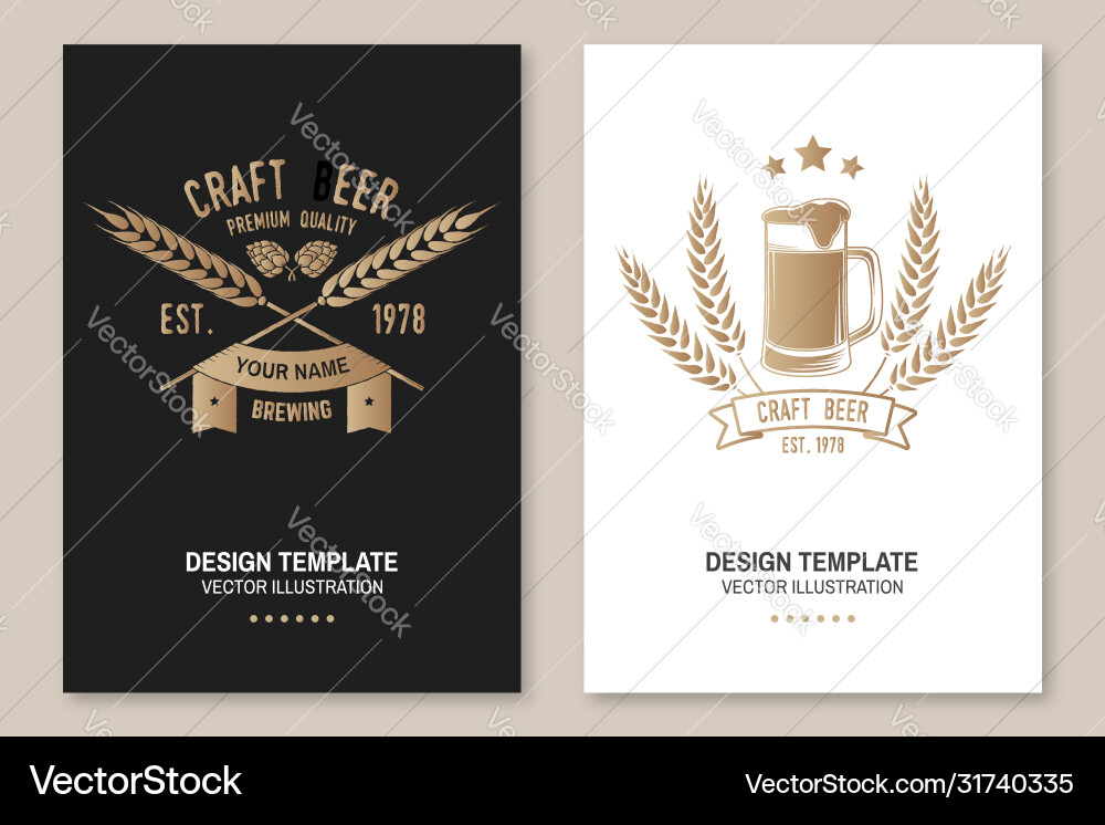 Craft beer poster flyer template card Royalty Free Vector