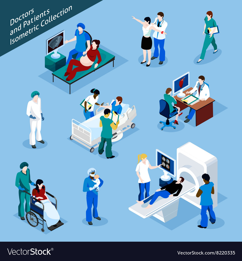Doctor And Patient Isometric People Icon Set Vector Image