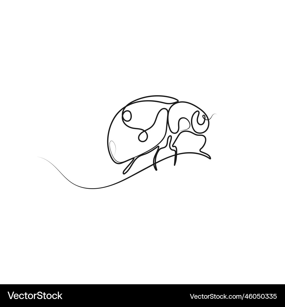 Ladybug in one line art drawing style Royalty Free Vector