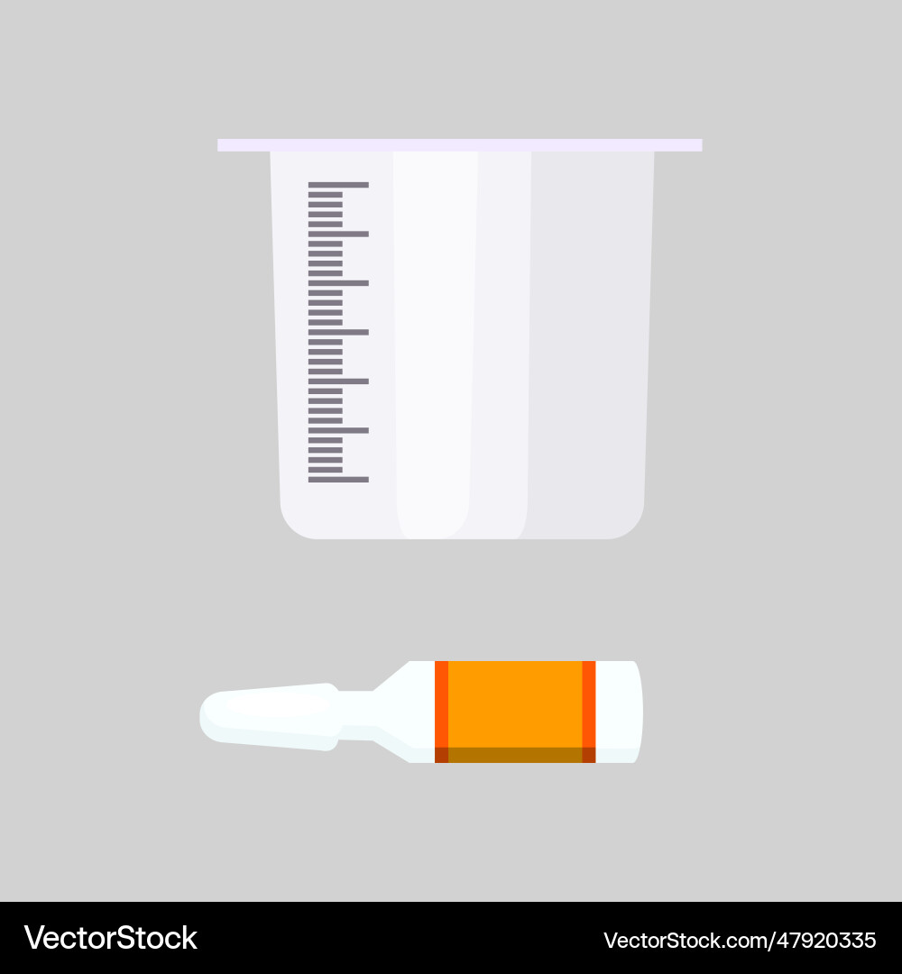 Medical container with scale and ampoule Vector Image