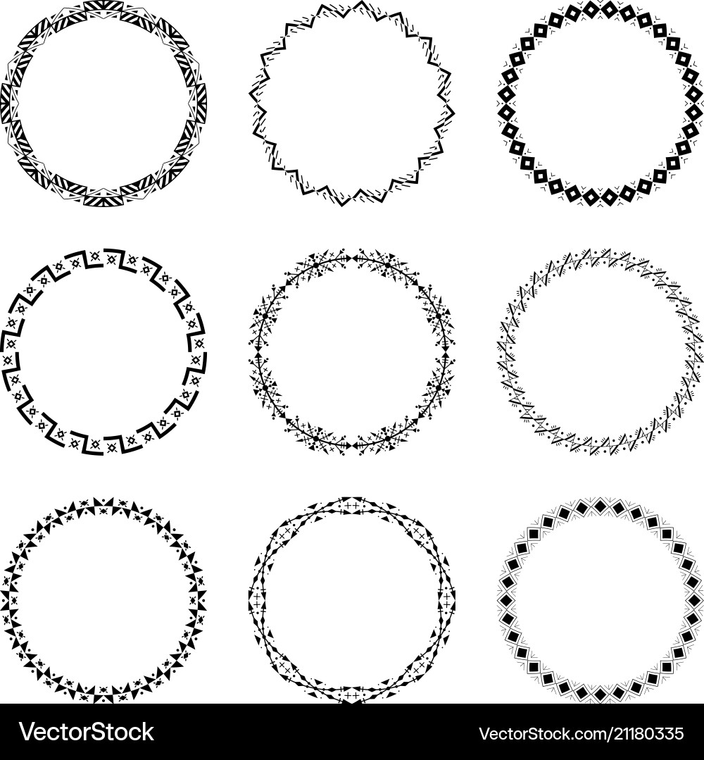 Set 9 ethnic traditional tribal round frames Vector Image