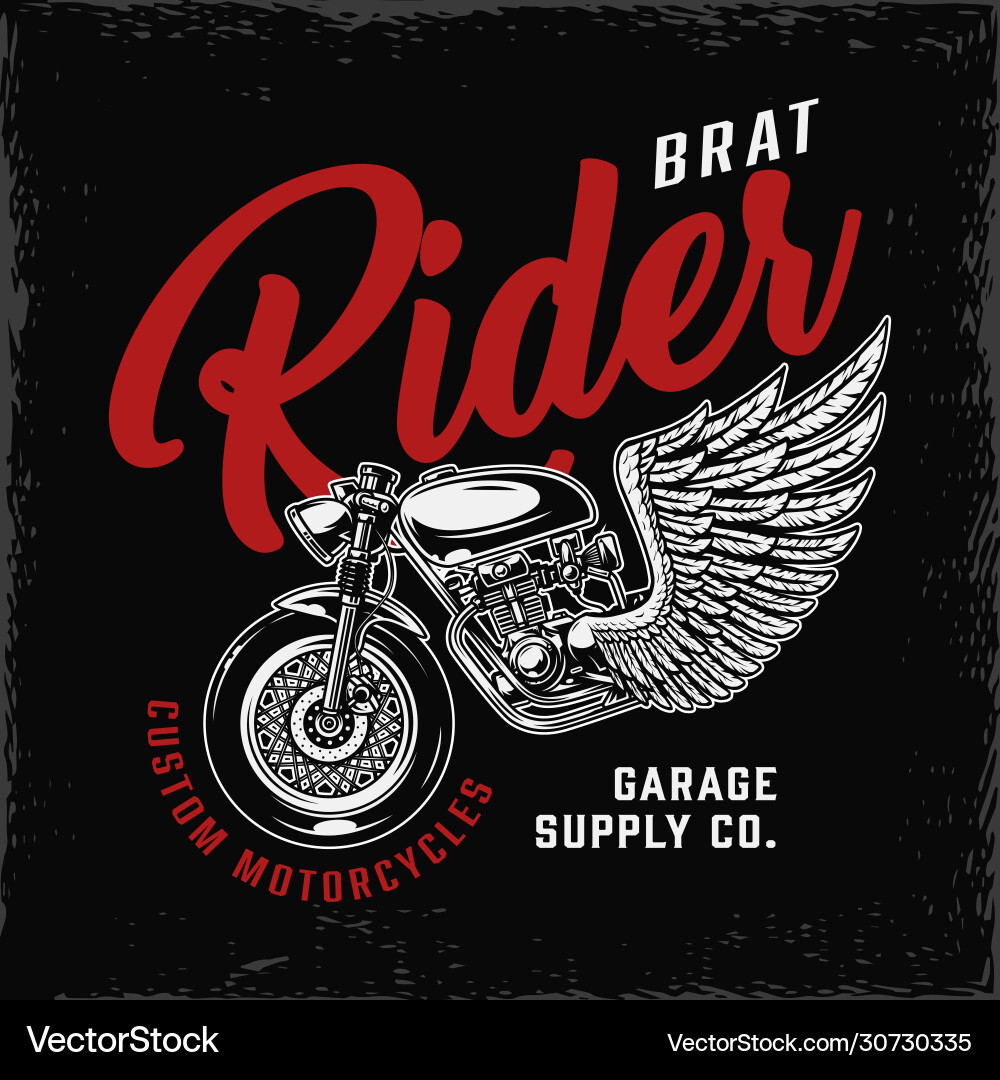 Vintage brat style motorcycle emblem Royalty Free Vector