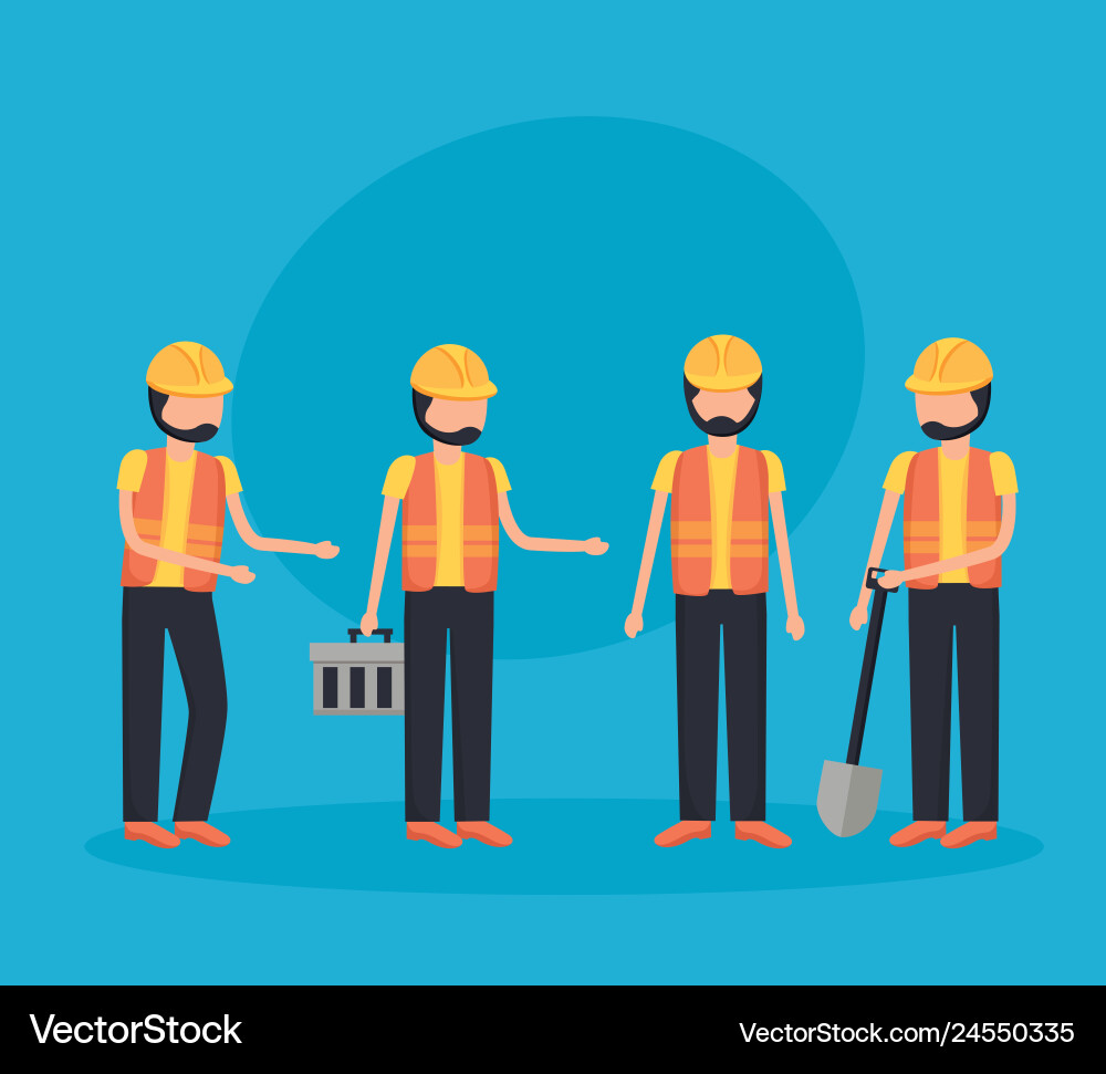 Workers Construction Equipment Royalty Free Vector Image