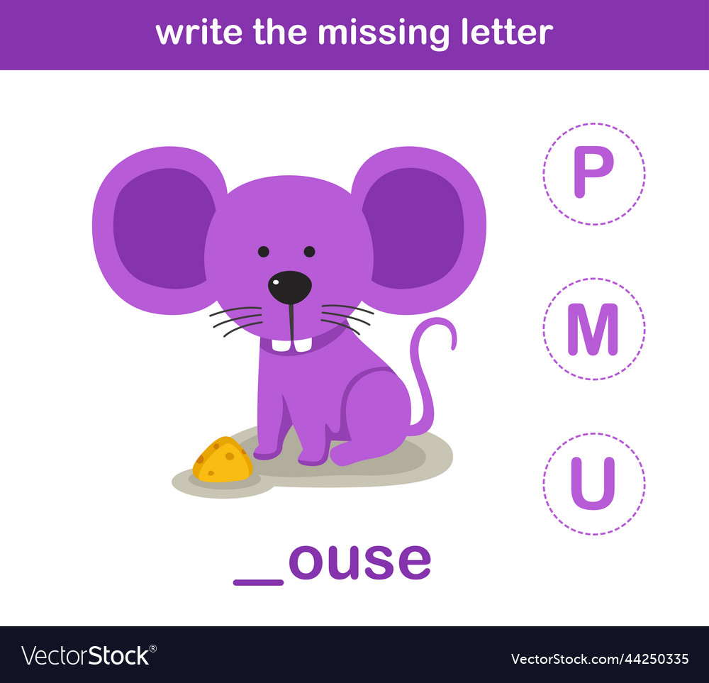Write the missing letter Royalty Free Vector Image