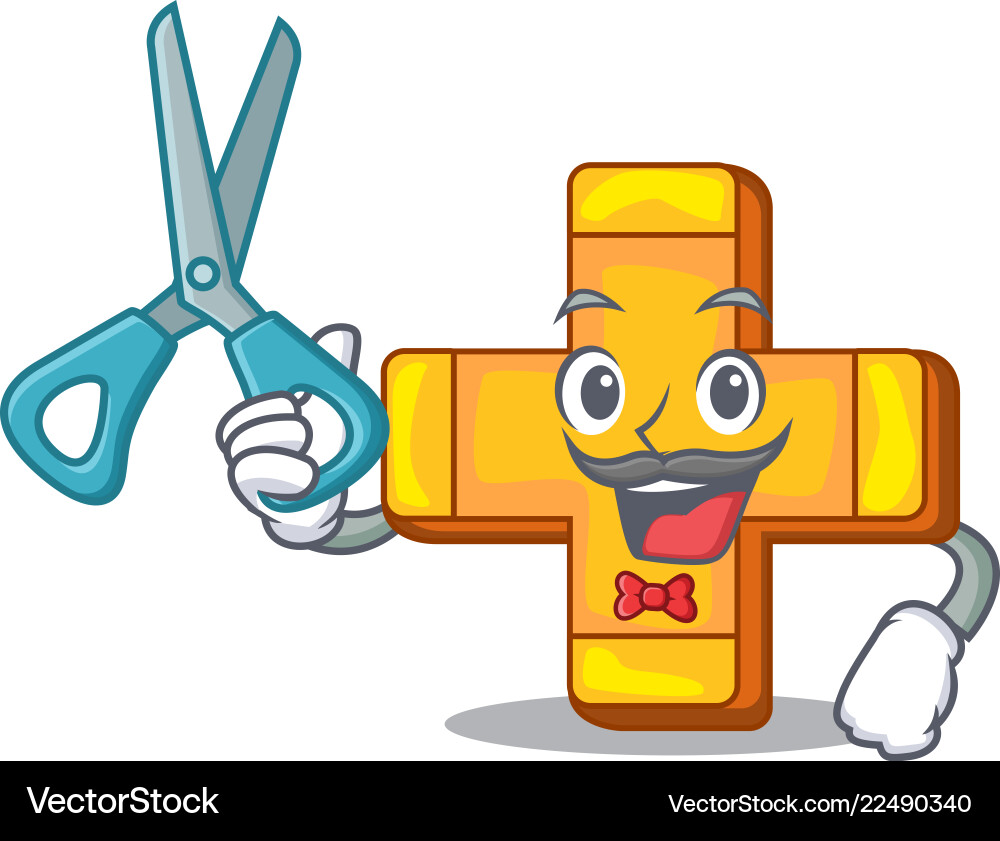 Barber character line draw symbol plus sign Vector Image