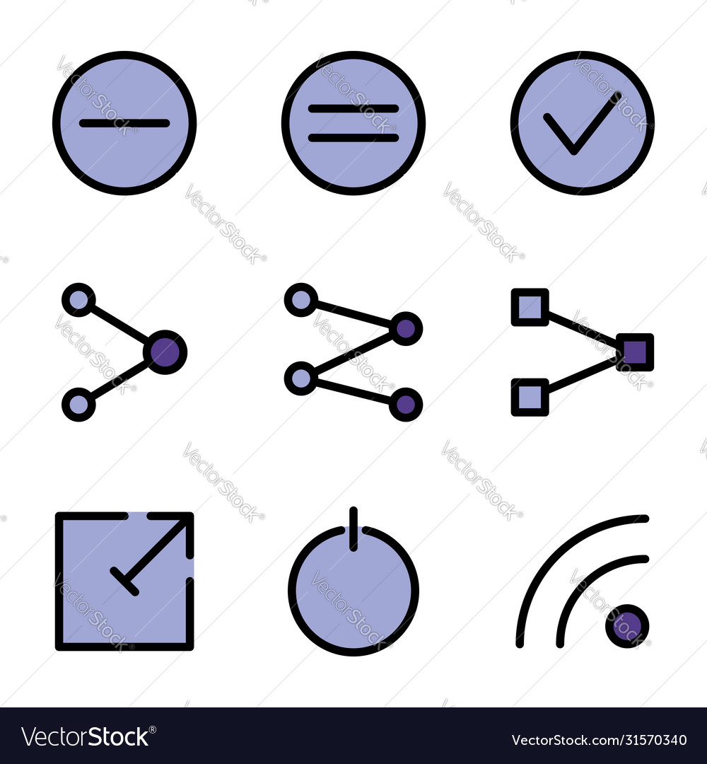 Basic user interface icon set outline include Vector Image