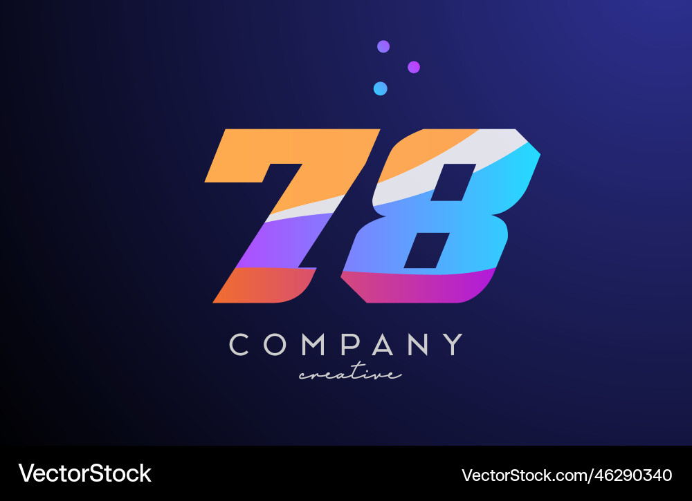 Colored number 78 logo icon with dots yellow blue Vector Image
