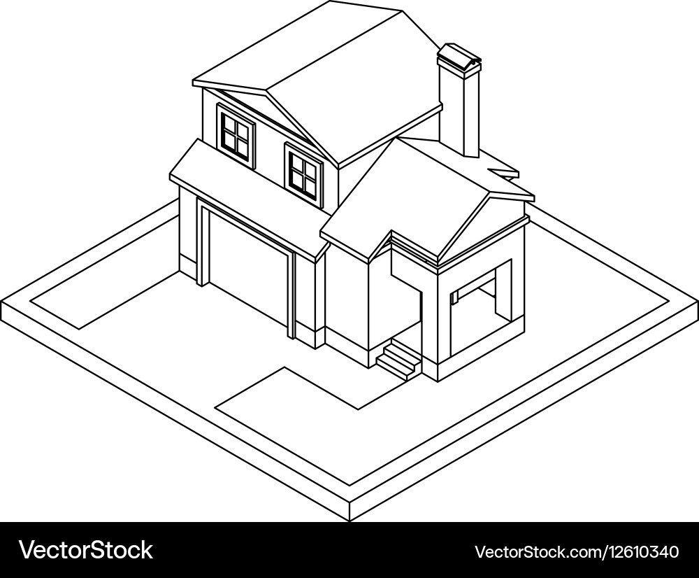 Drawing of private house Royalty Free Vector Image