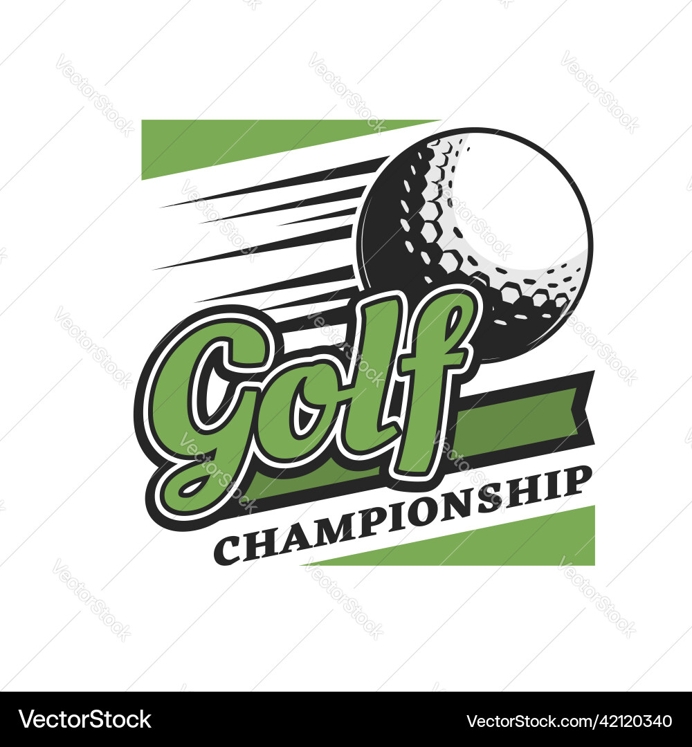 Golf championship icon with flying ball Royalty Free Vector