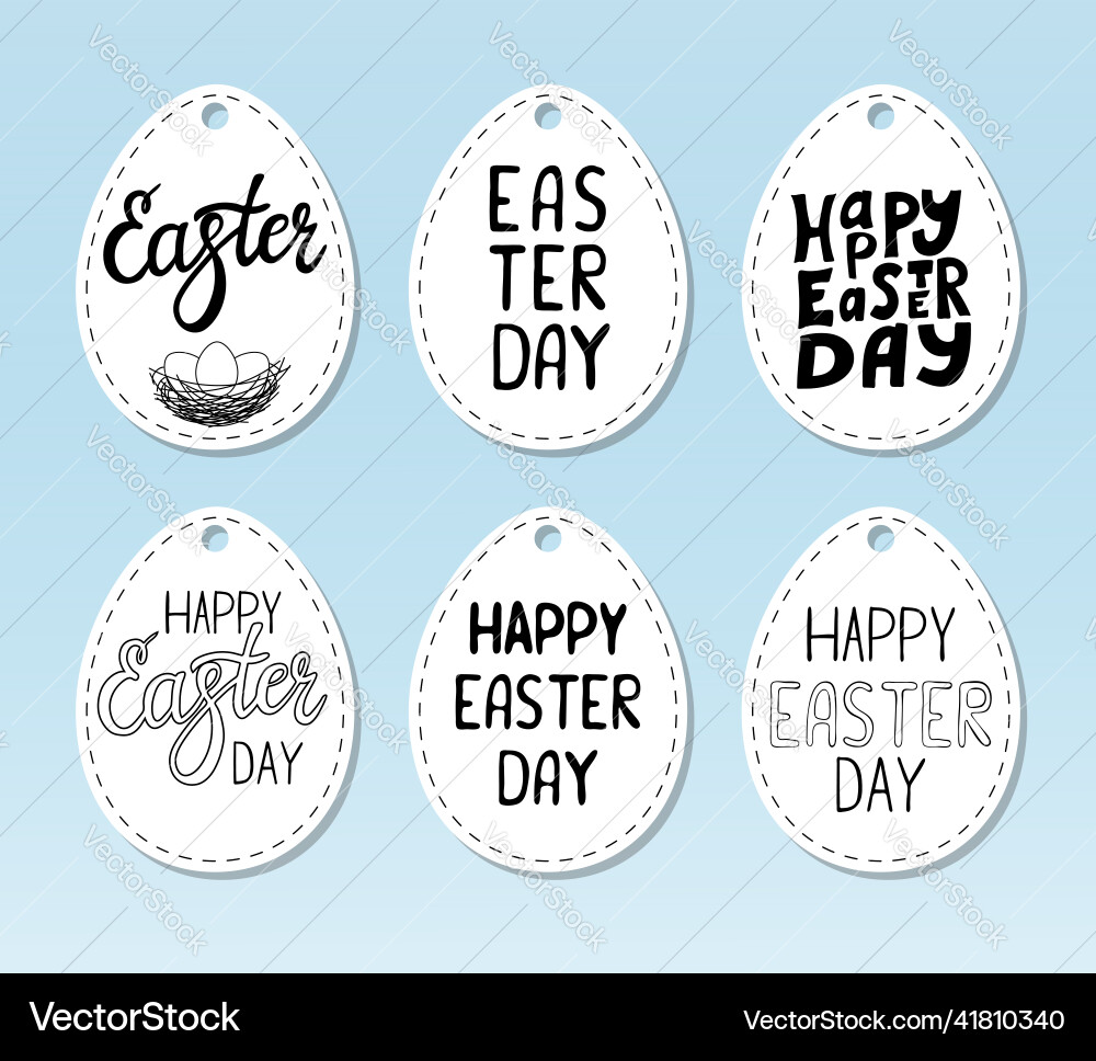 Happy easter gift tags in the shape of an egg Vector Image