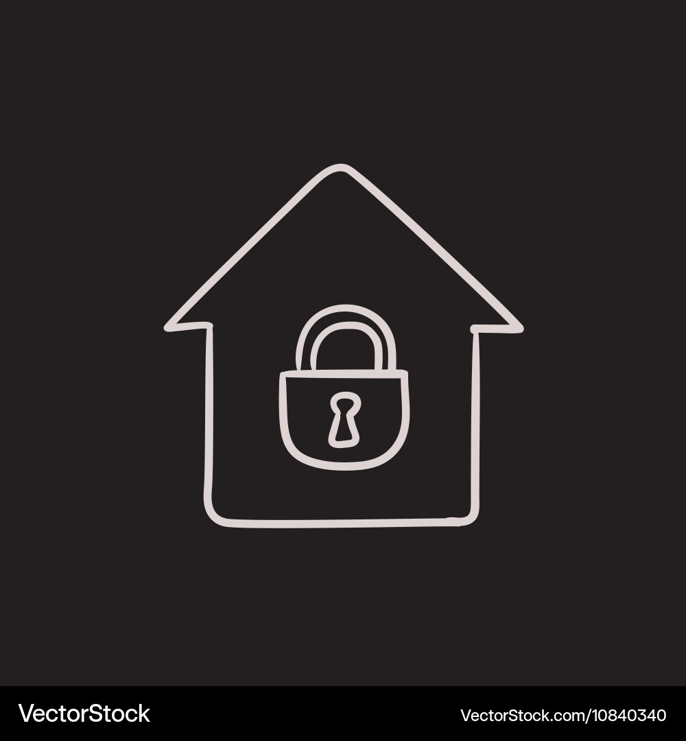 House with closed lock sketch icon Royalty Free Vector Image