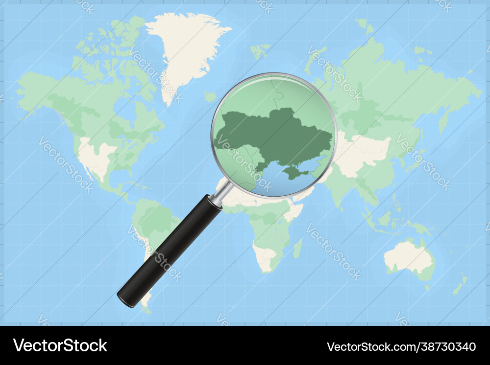 Map world with a magnifying glass on a Royalty Free Vector
