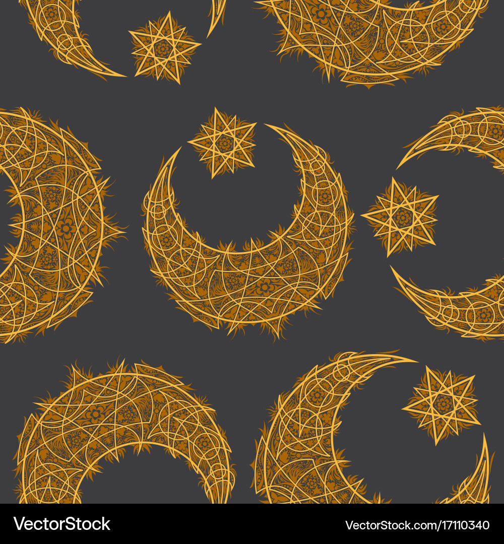 Oriental pattern moon and stars islam arabic Vector Image