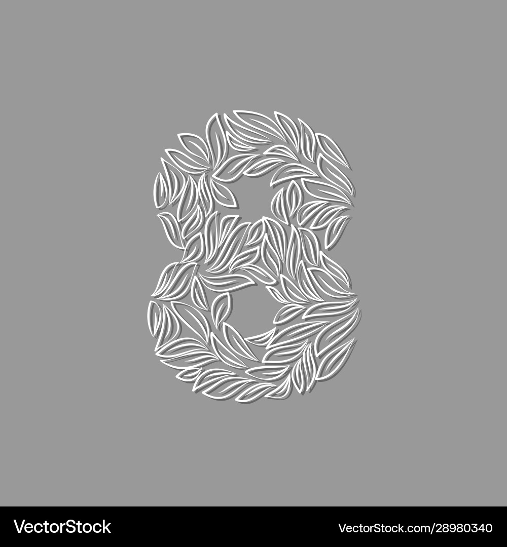 Ornamental number 8 on gray Royalty Free Vector Image
