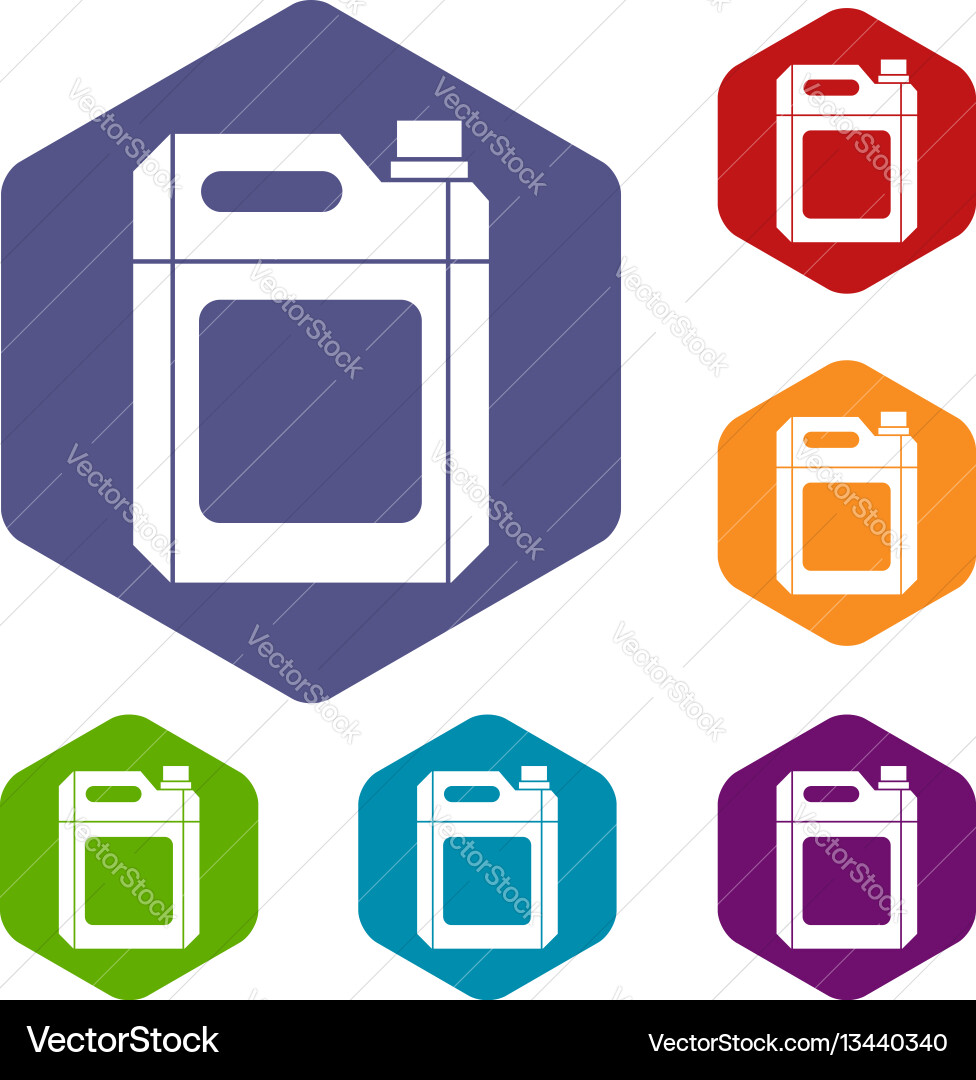 Plastic jerry can icons set Royalty Free Vector Image